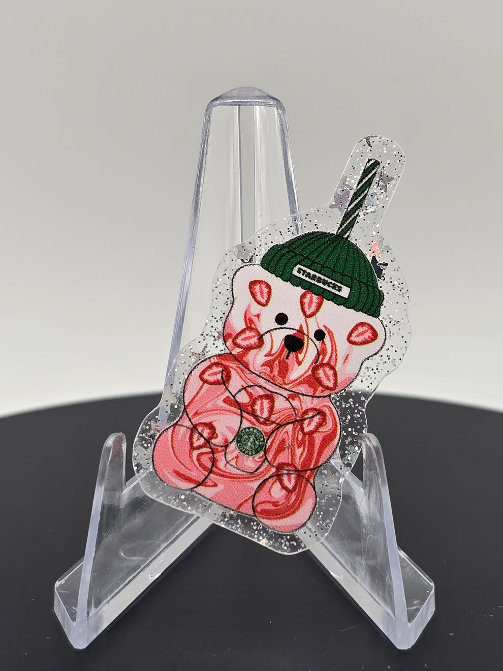 Acrylic Glitter Flatbacks- Starbies Strawberry Brew – KB Korner Boutique